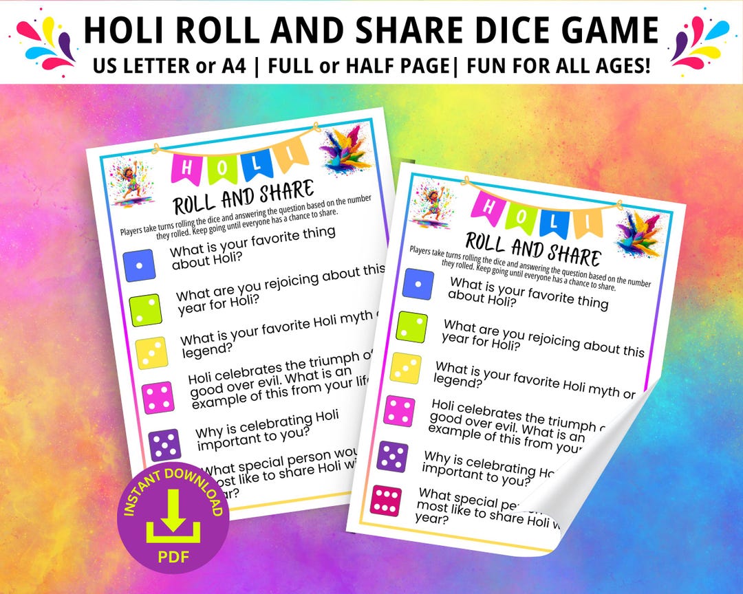 Holi Roll and Share Game, Happy Holi, Holi Games, Holi Festival of ...