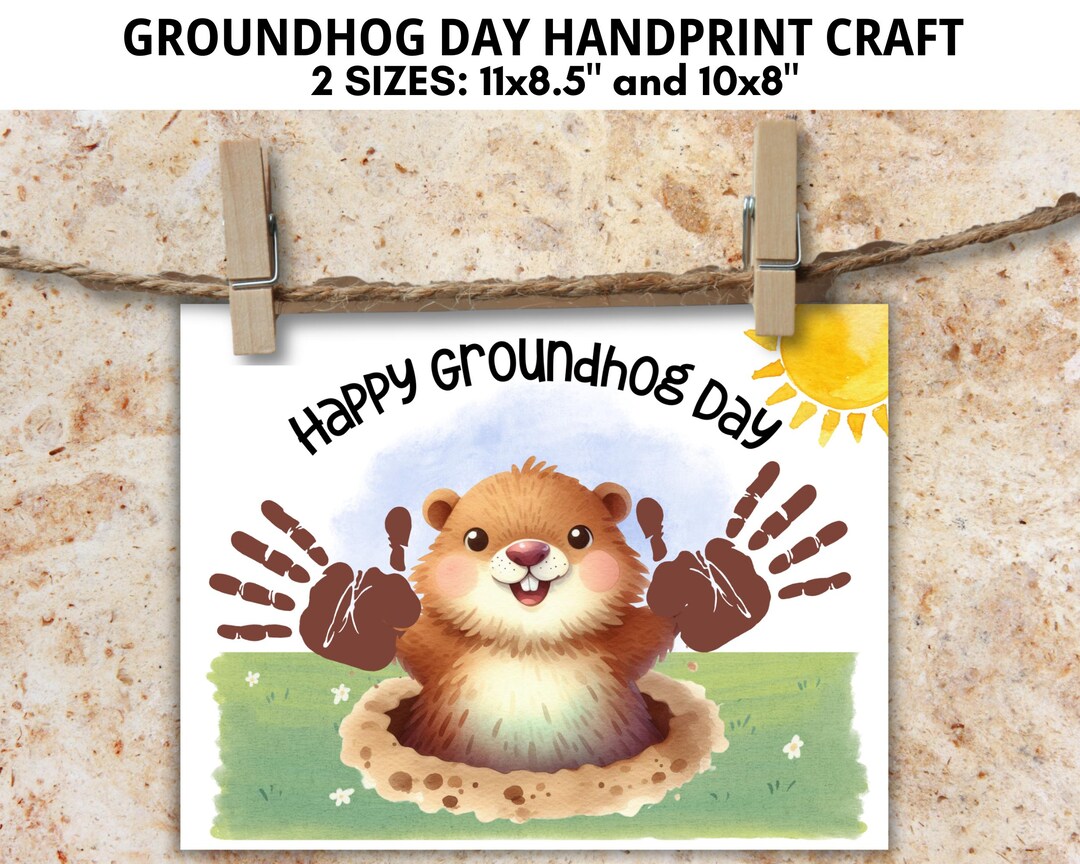 Groundhog Day Handprint Craft, Handprint Art, Winter Handprint ...