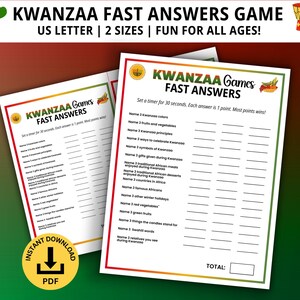 Kwanzaa Fast Answers Game, Kwanzaa Game, Holiday Party Games, Kwanzaa ...