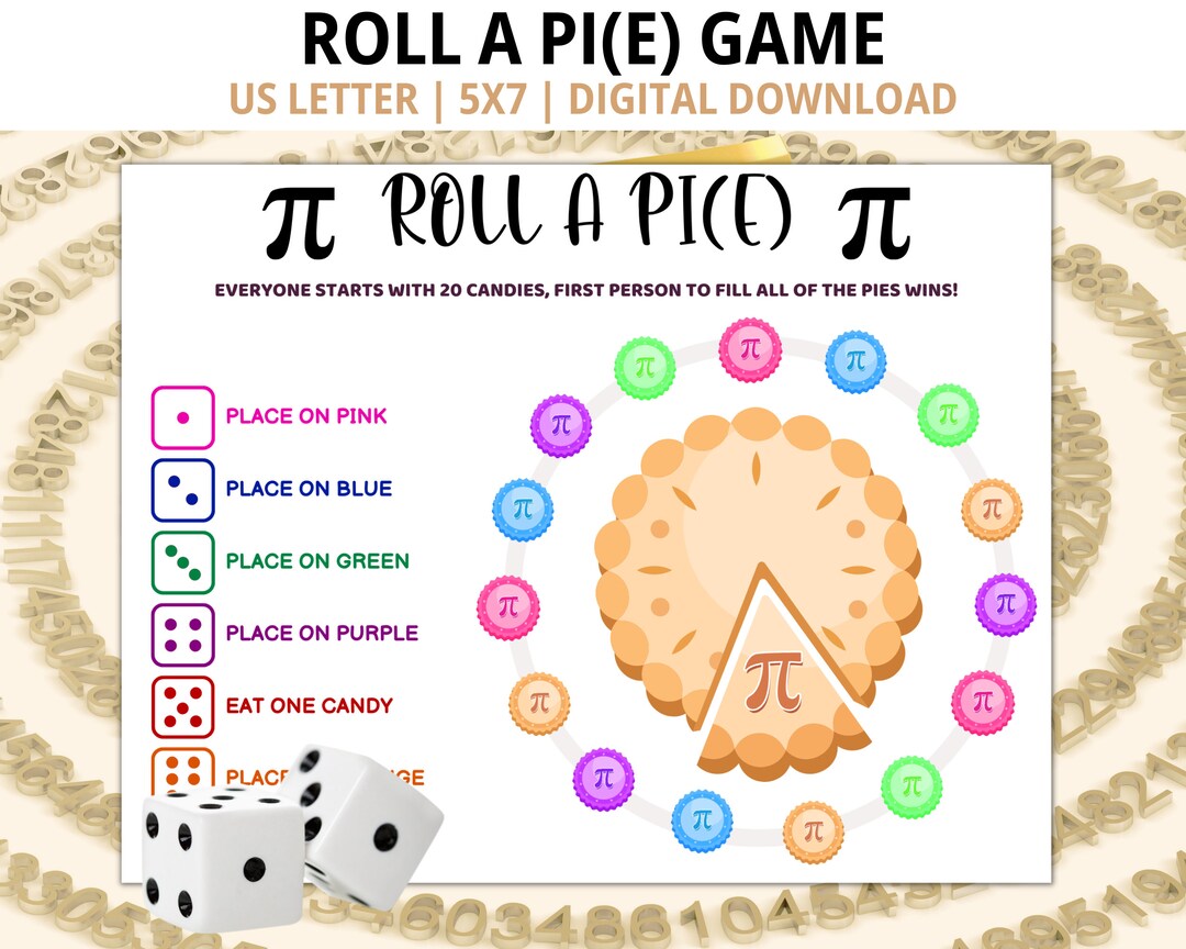 Roll a Pi Game, Pi Day Game, Pi Day Activity, Pi Day Party, School ...