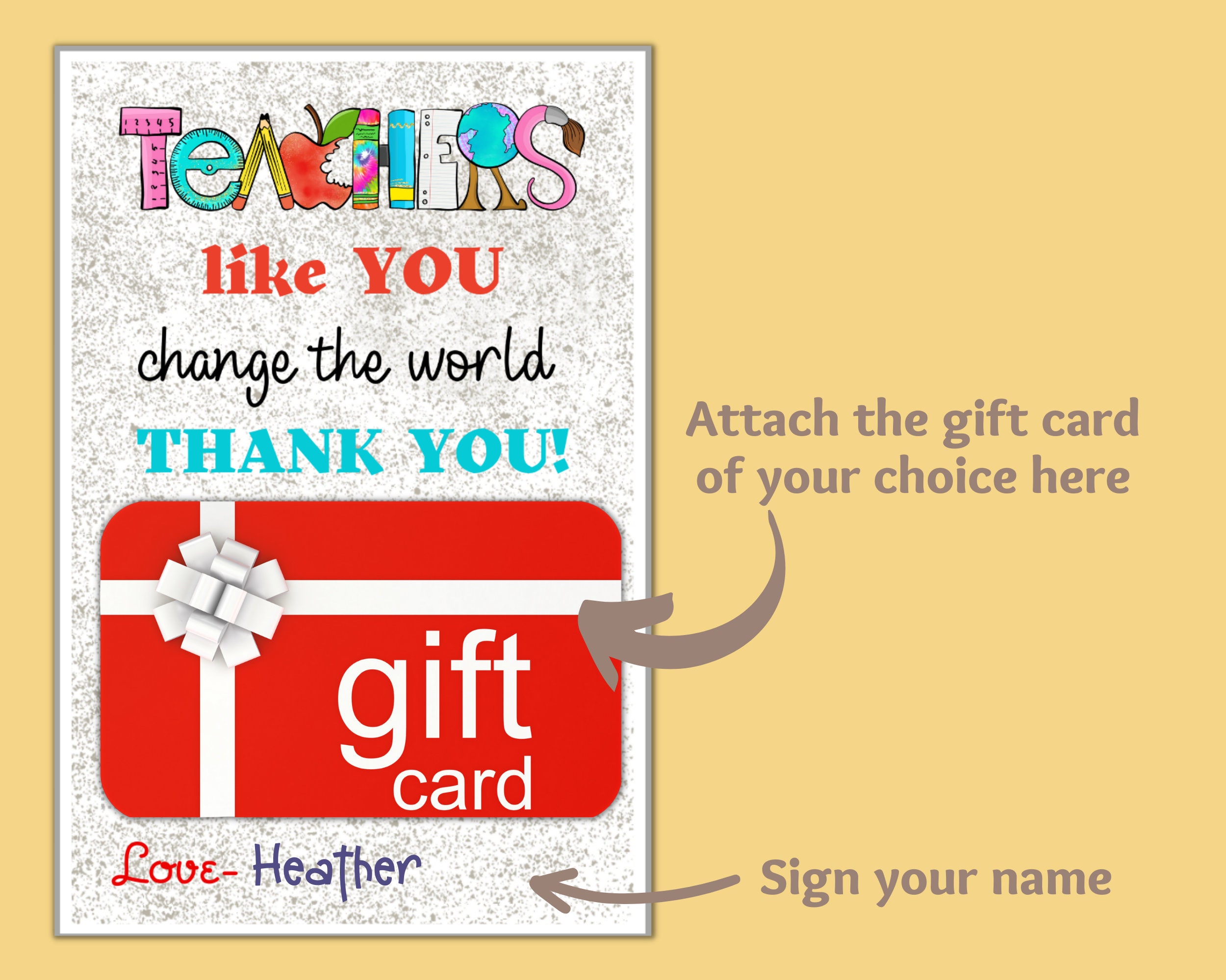 Teacher Appreciation Gift Card Holder, Best Teacher Ever Card, New ...