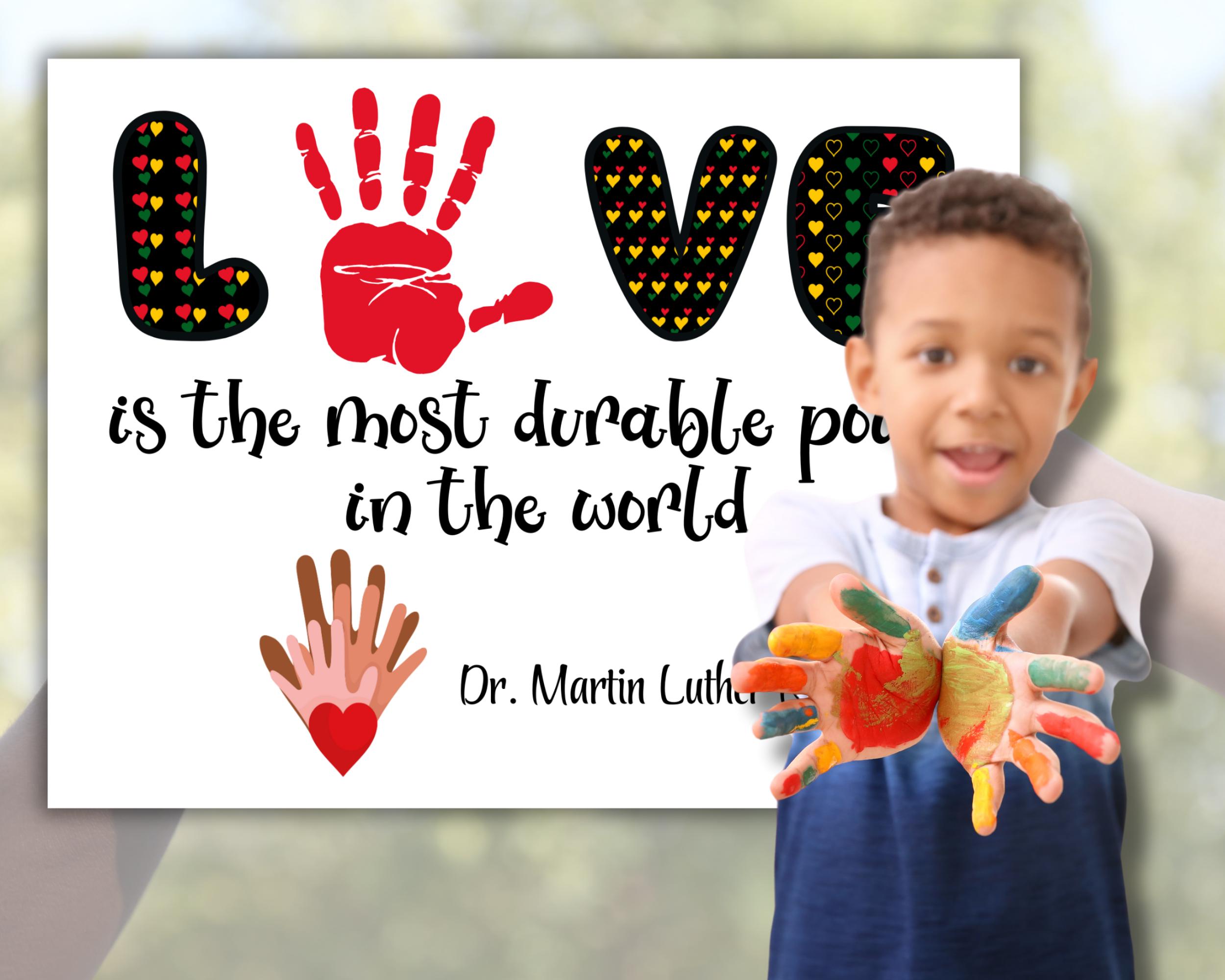 Martin Luther King Day Handprint Craft, Love Power, MLK Day Handprint ...