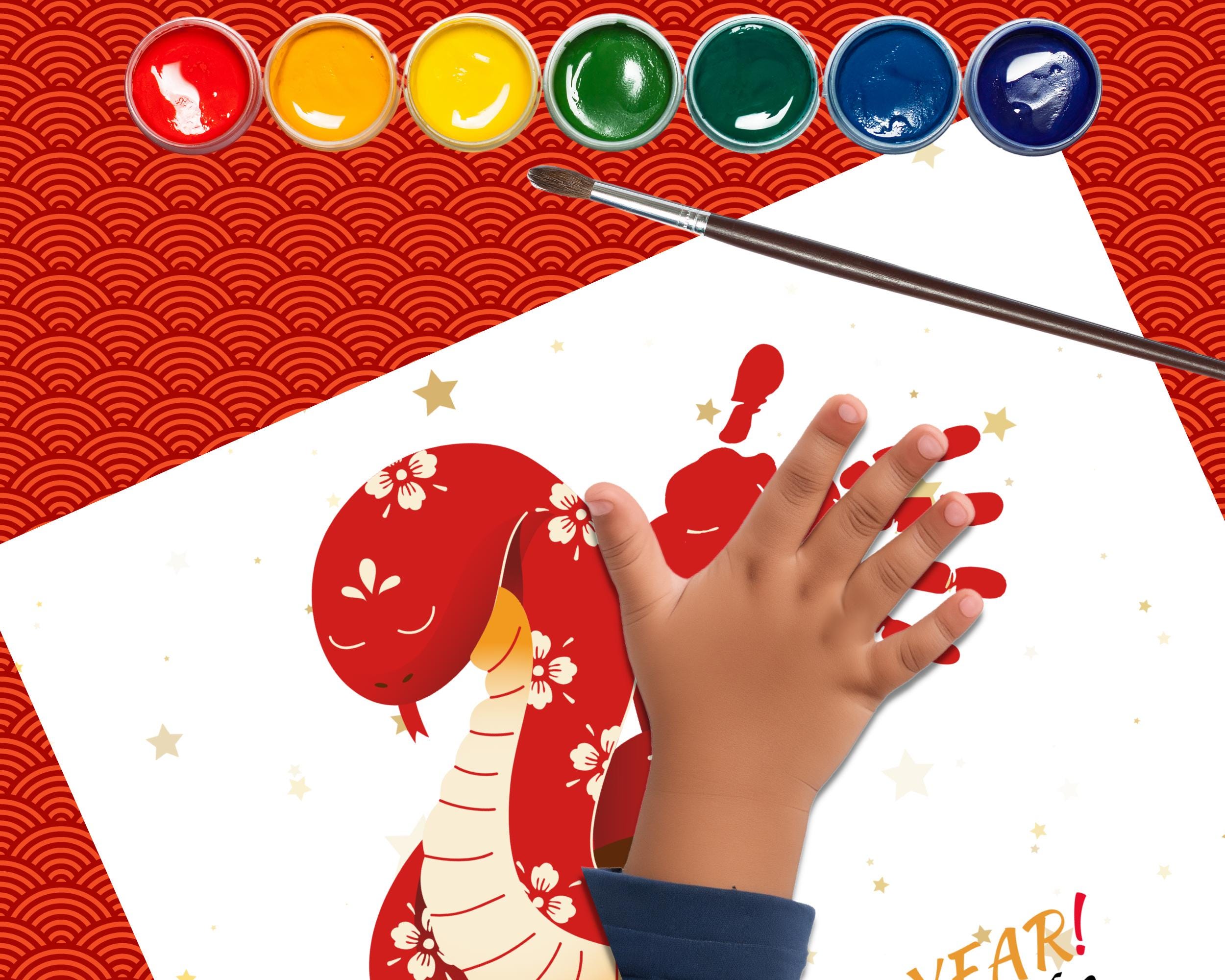 Lunar New Years Handprint Craft, Red Chinese Snake, Chinese New Year ...
