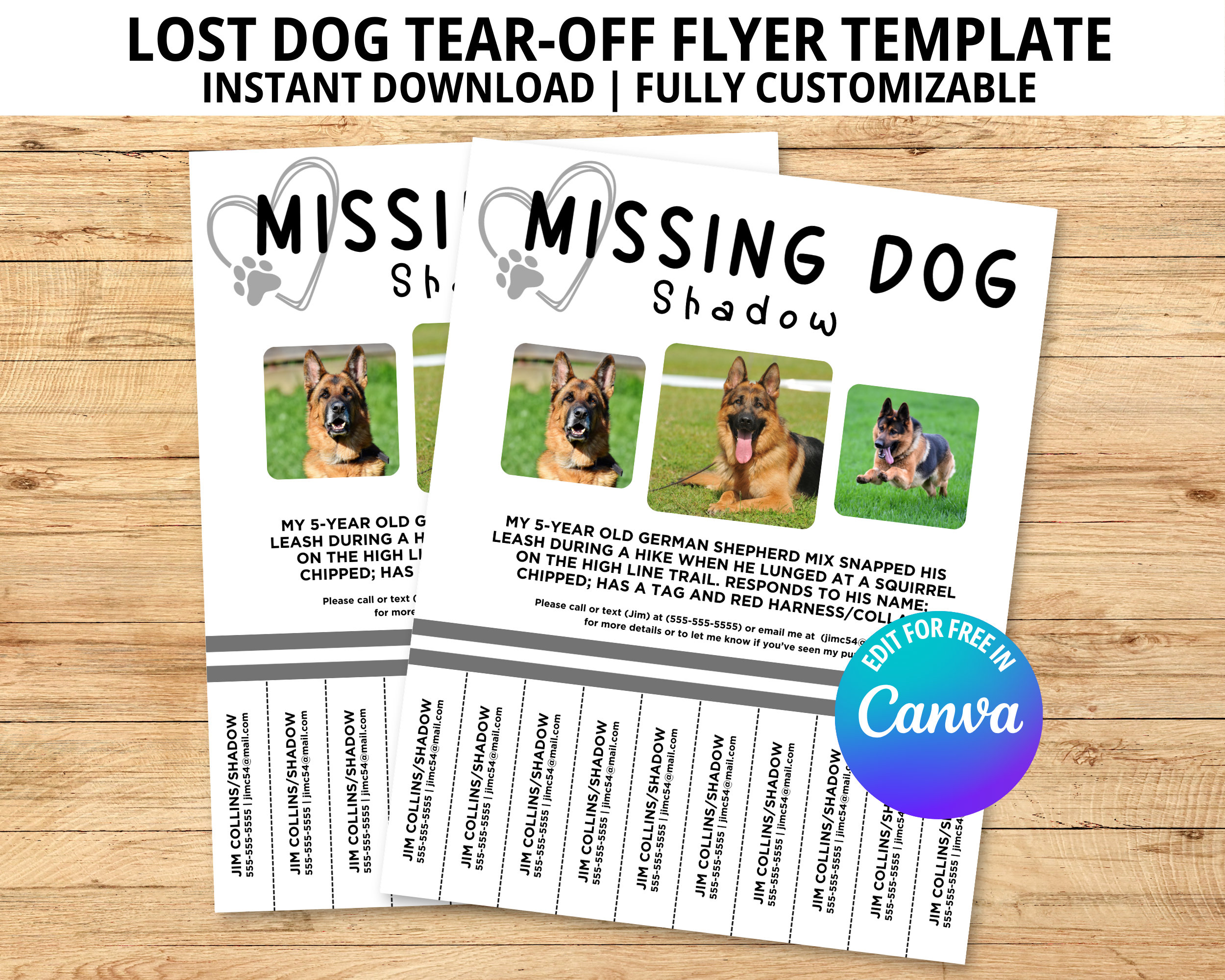 Lost Dog Flyer, Tear-off Flyer Template, Missing Dog Poster, Lost Puppy ...