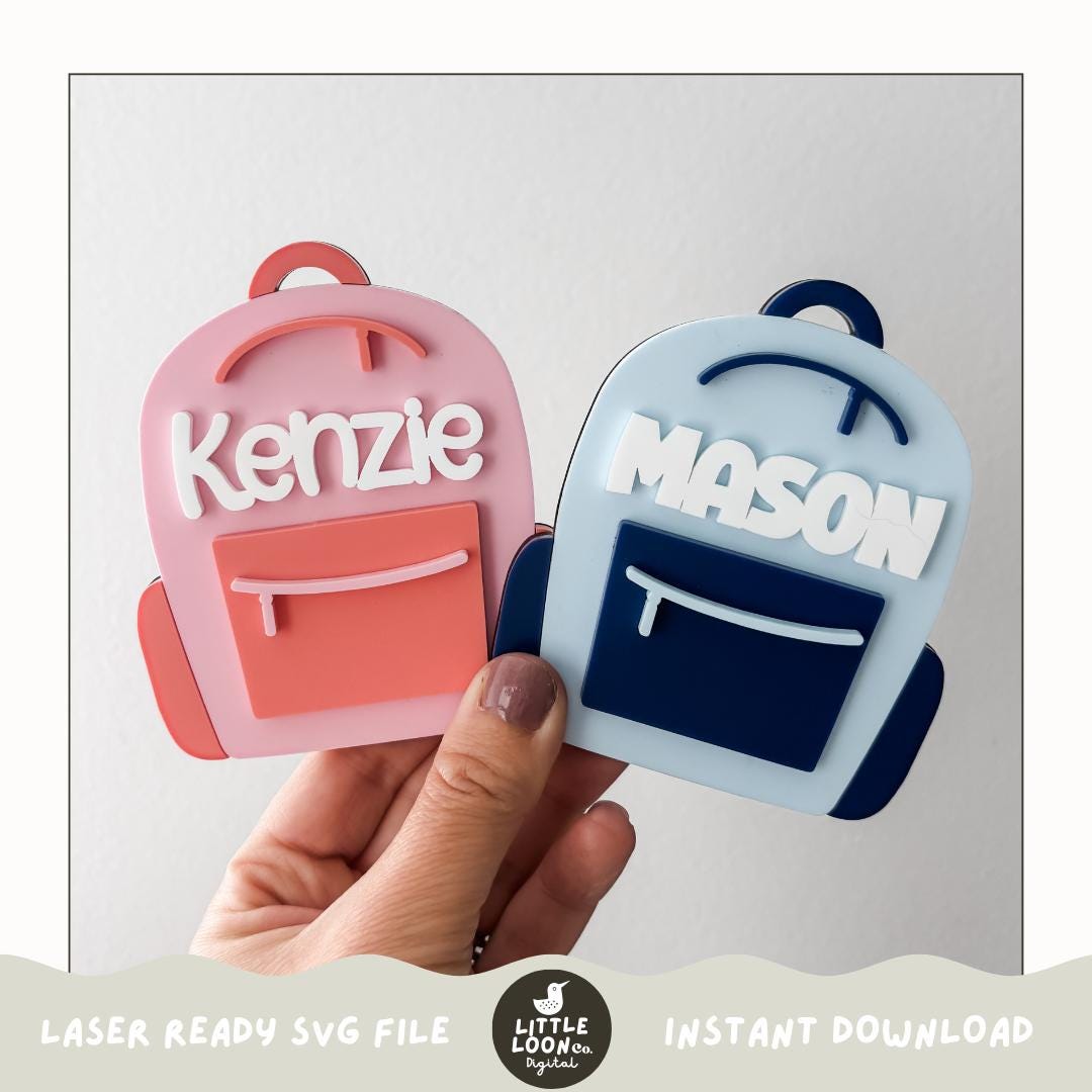 SVG Backpack Tag | Custom Name Tag | Bookbag Keychain | Kids Bag Tag ...