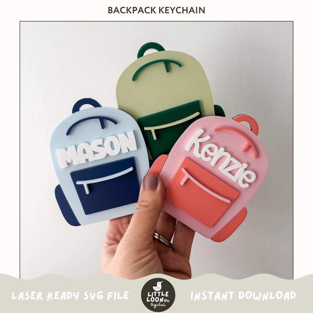 SVG Backpack Tag | Custom Name Tag | Bookbag Keychain | Kids Bag Tag ...