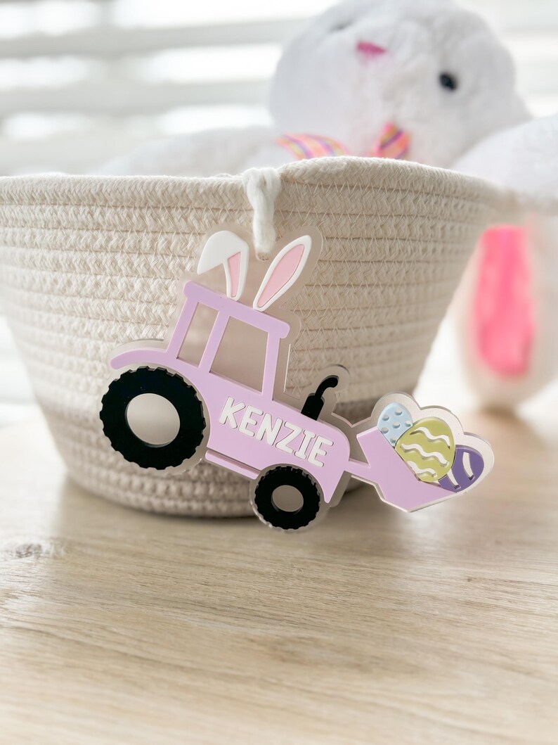 SVG Easter Basket Tag | Tractor Bunny Tag | Kids Easter Gift | Easter ...