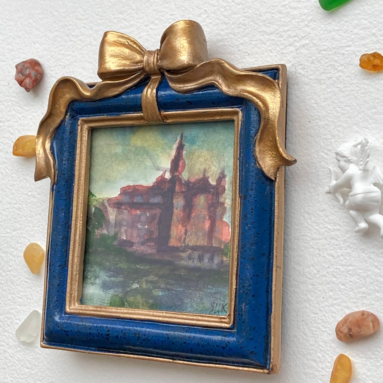 Small Castle Painting Original Framed Art Victorian Wall Art Moody ...
