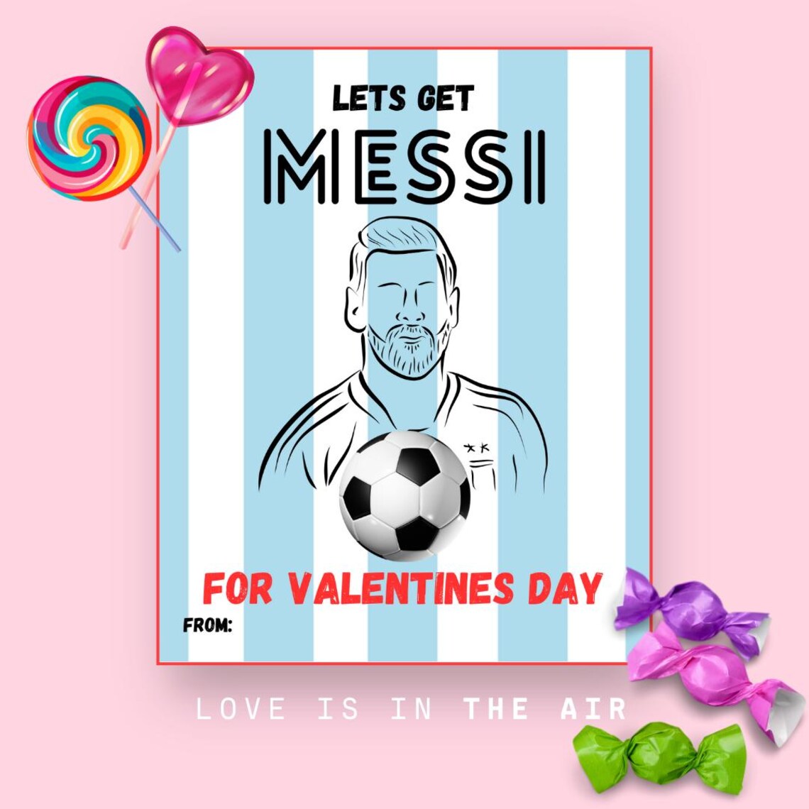 Soccer Valentines Day Cards ( Messi, Ronaldo, Personalize, Digital ...