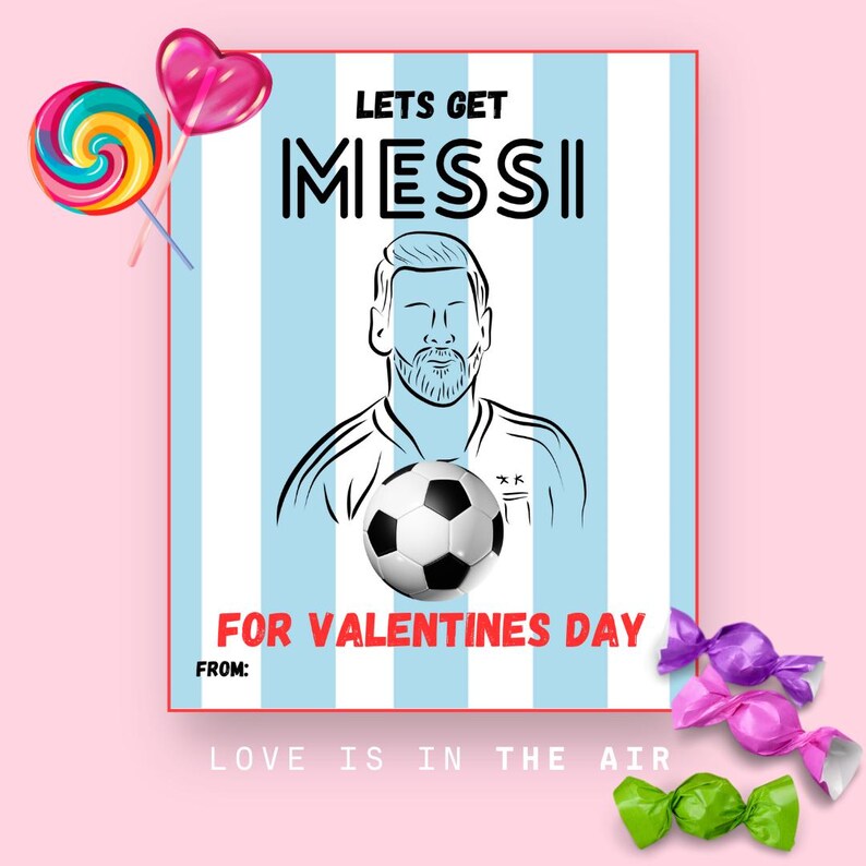 Soccer Valentines Day Cards ( Messi, Ronaldo, Personalize, Digital ...
