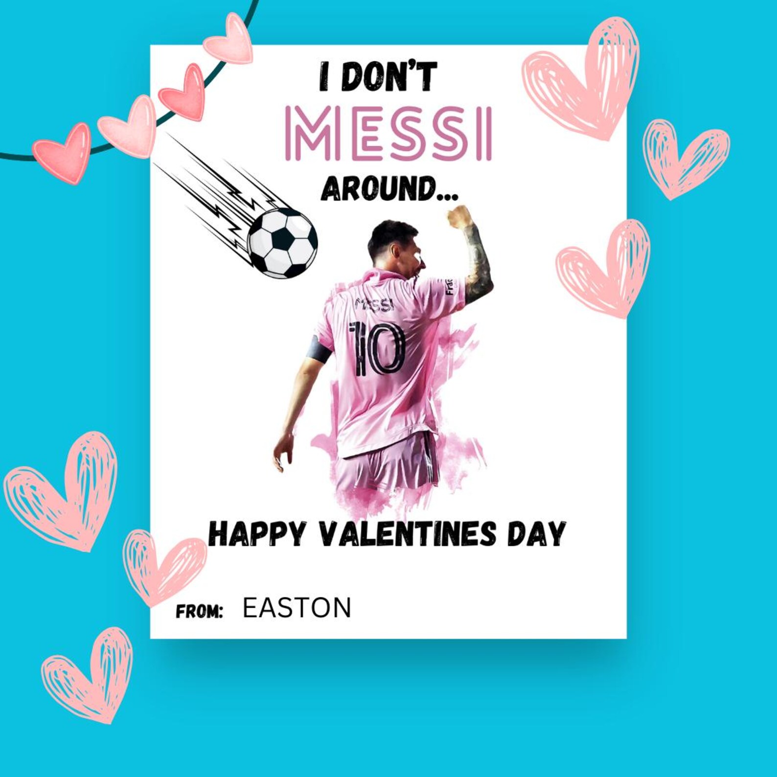 Soccer Valentines Day Cards ( Messi, Ronaldo, Personalize, Digital ...
