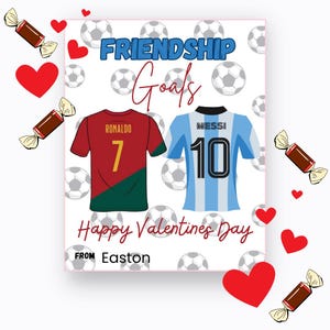 Soccer Valentines Day Cards ( Messi, Ronaldo, Personalize, Digital ...