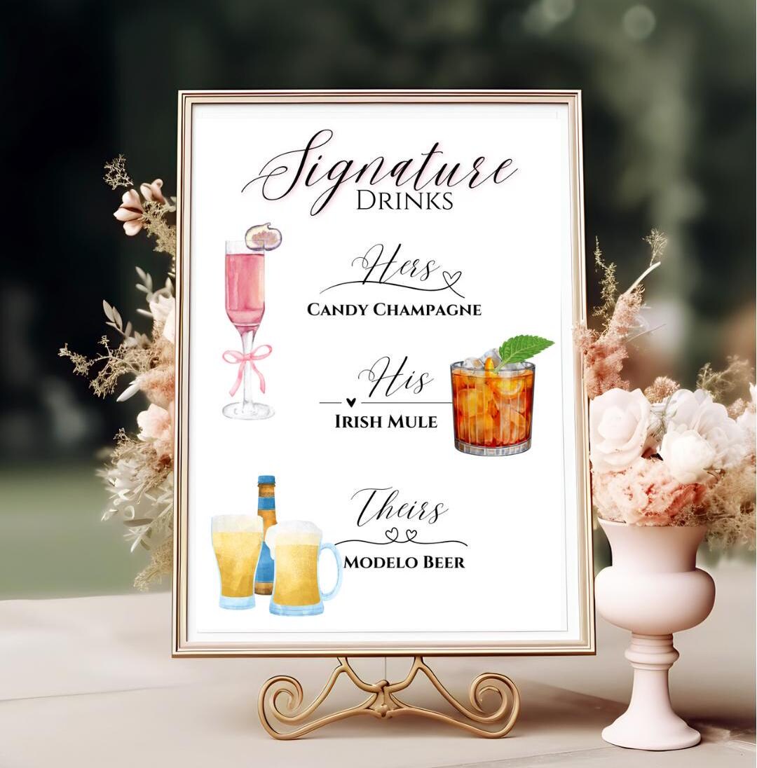 Personalized Drink Menu (HIS, HERS, and THEIRS) Digital Download - Etsy