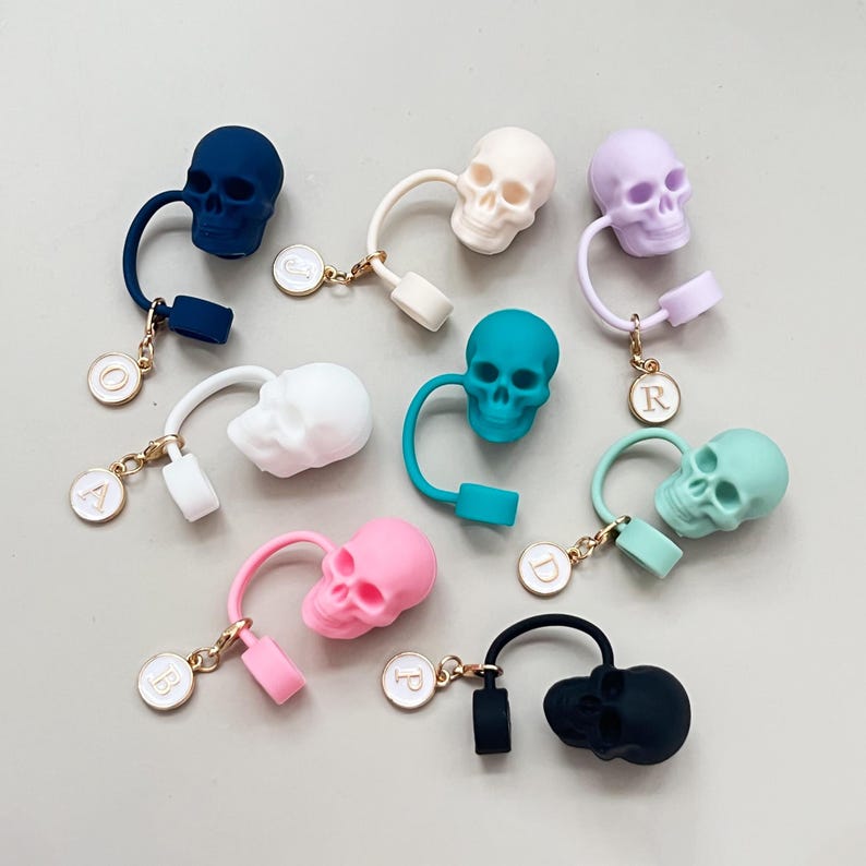 Personalized Skeleton Skull Straw Topper: Halloween Stanley Tumbler ...