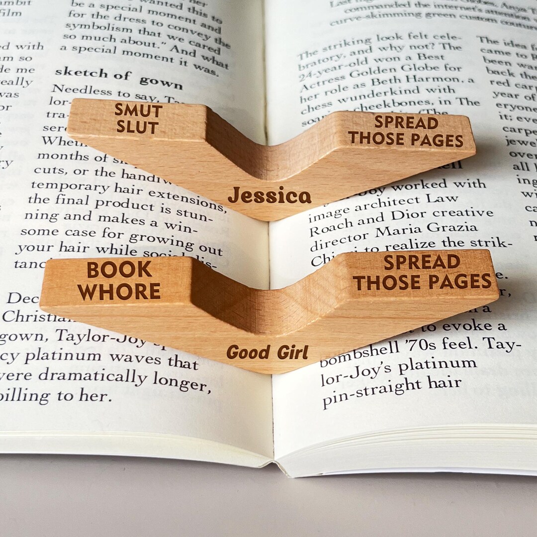 Personalized Wood Thumb Book Page Holder: Book Whore Smut Slut Reading ...