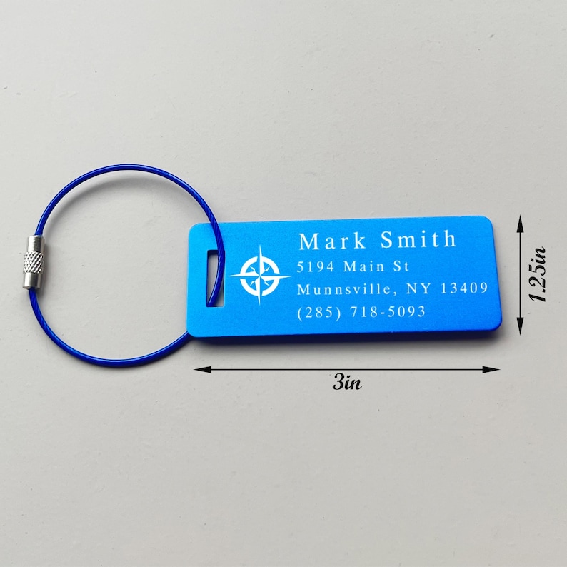 Custom Engraved Aluminum Luggage Tag, Personalized Travel Suitcase ...
