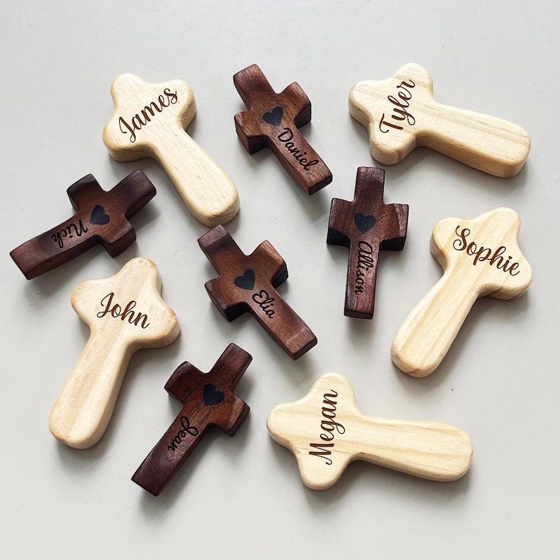 Personalized Wood Thumb Cross: Pocket-sized Comfort, Faith Gift ...