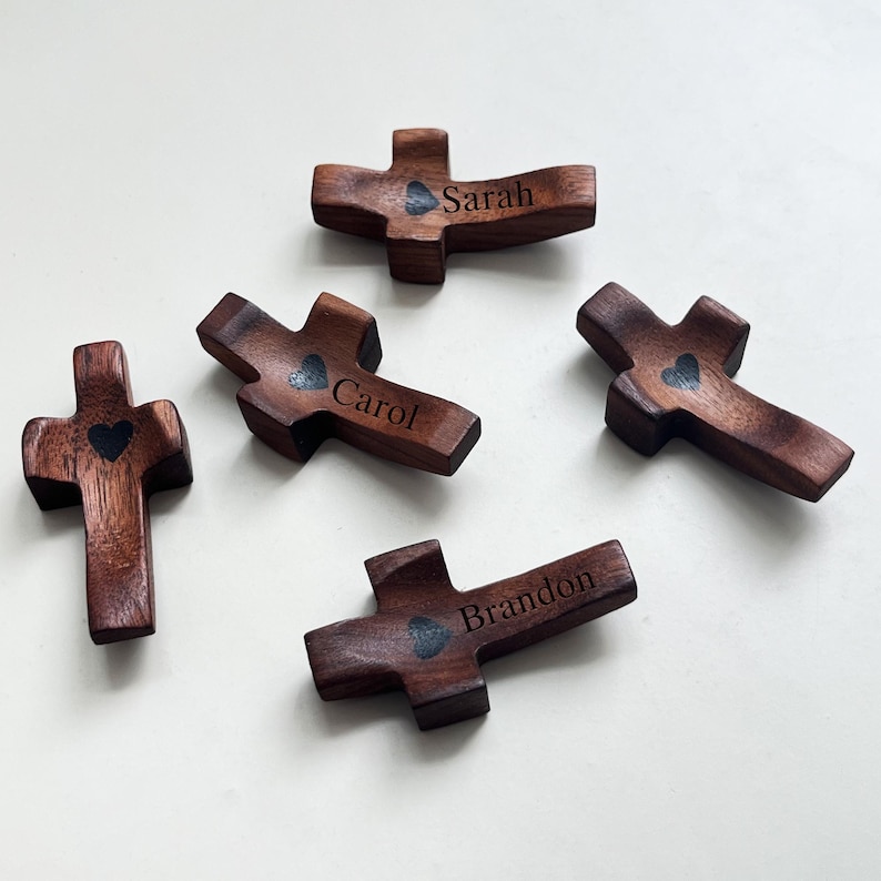 Personalized Wood Thumb Cross: Pocket-sized Comfort, Faith Gift ...