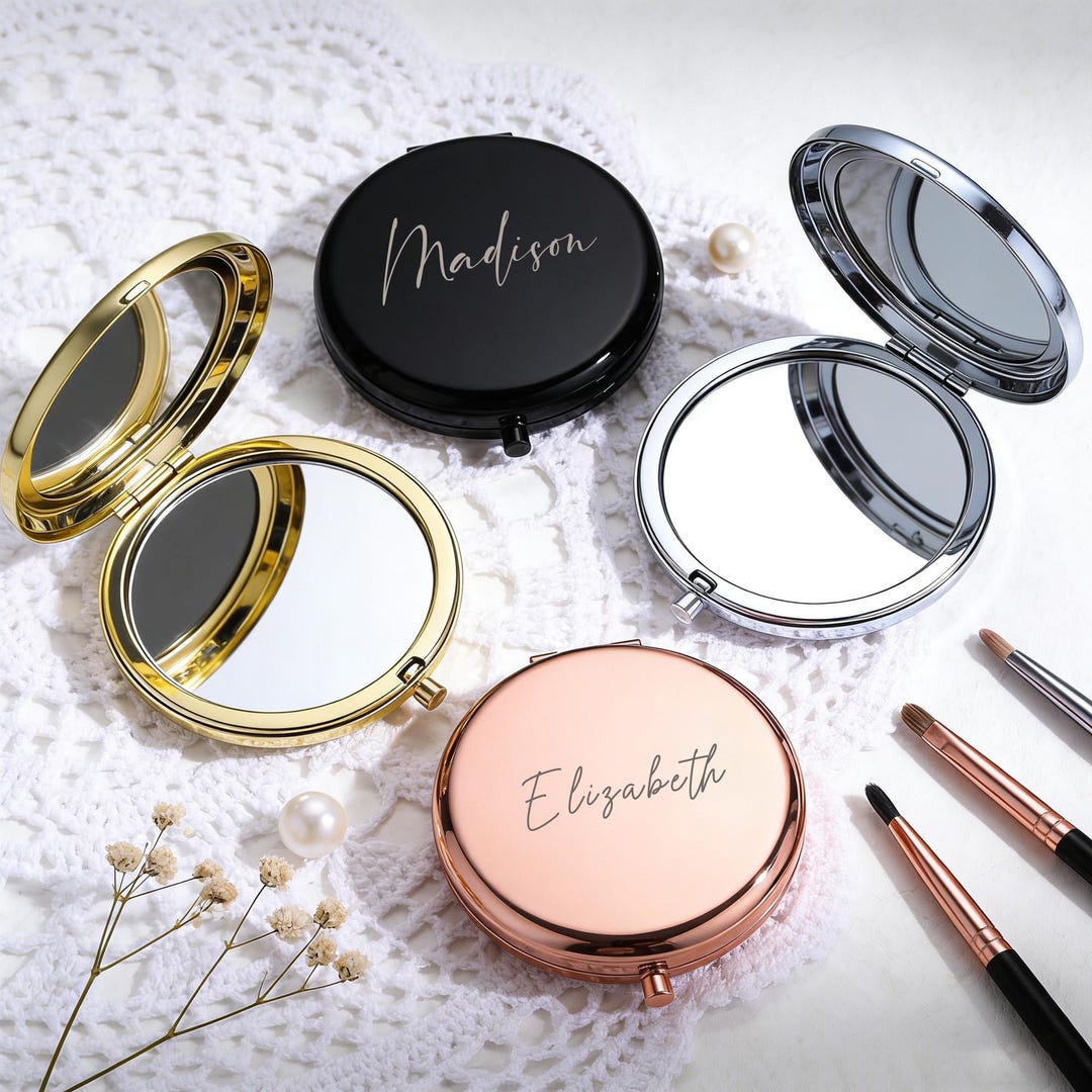 Personalized Engraved Compact Mirror Custom Name Pocket Makeup Mirror ...