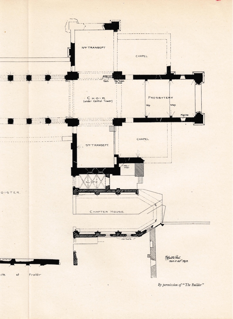 Antique Llanthony Priory Plan 1926 : Monmouthshire Church Architecture ...