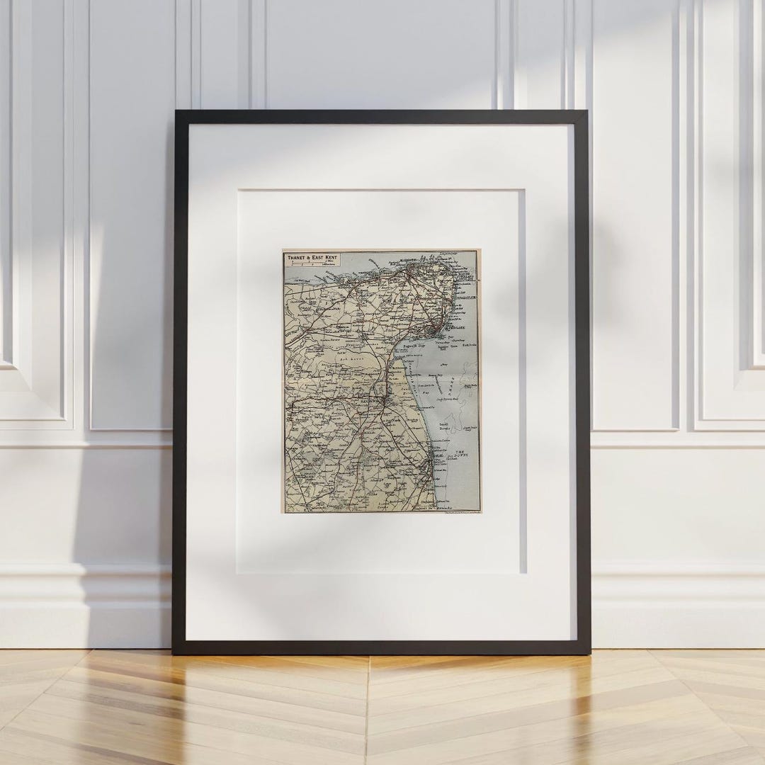 Thanet & East Kent 1930 Vintage Map - Original Antique County of Kent ...