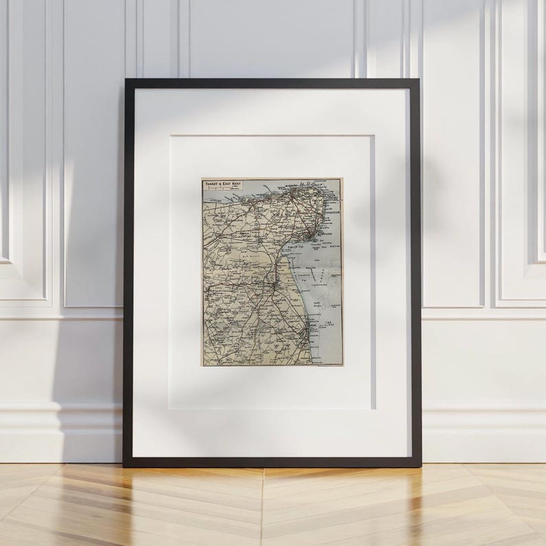 Thanet & East Kent 1930 Vintage Map - Original Antique County of Kent ...