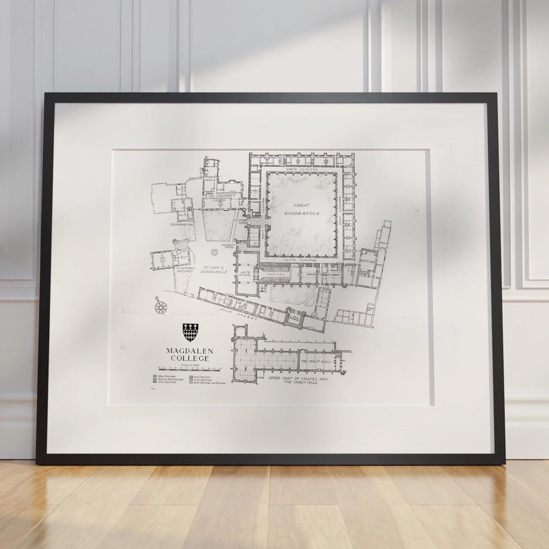 Vintage Oxford University Map 1939 : Magdalen College - Original ...