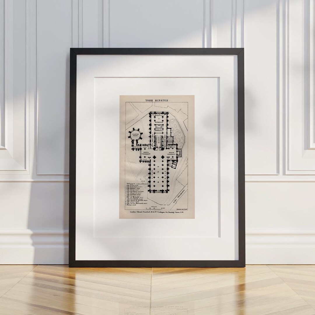 York Minster 1892 Antique Map - Vintage Architectural Plan - Etsy