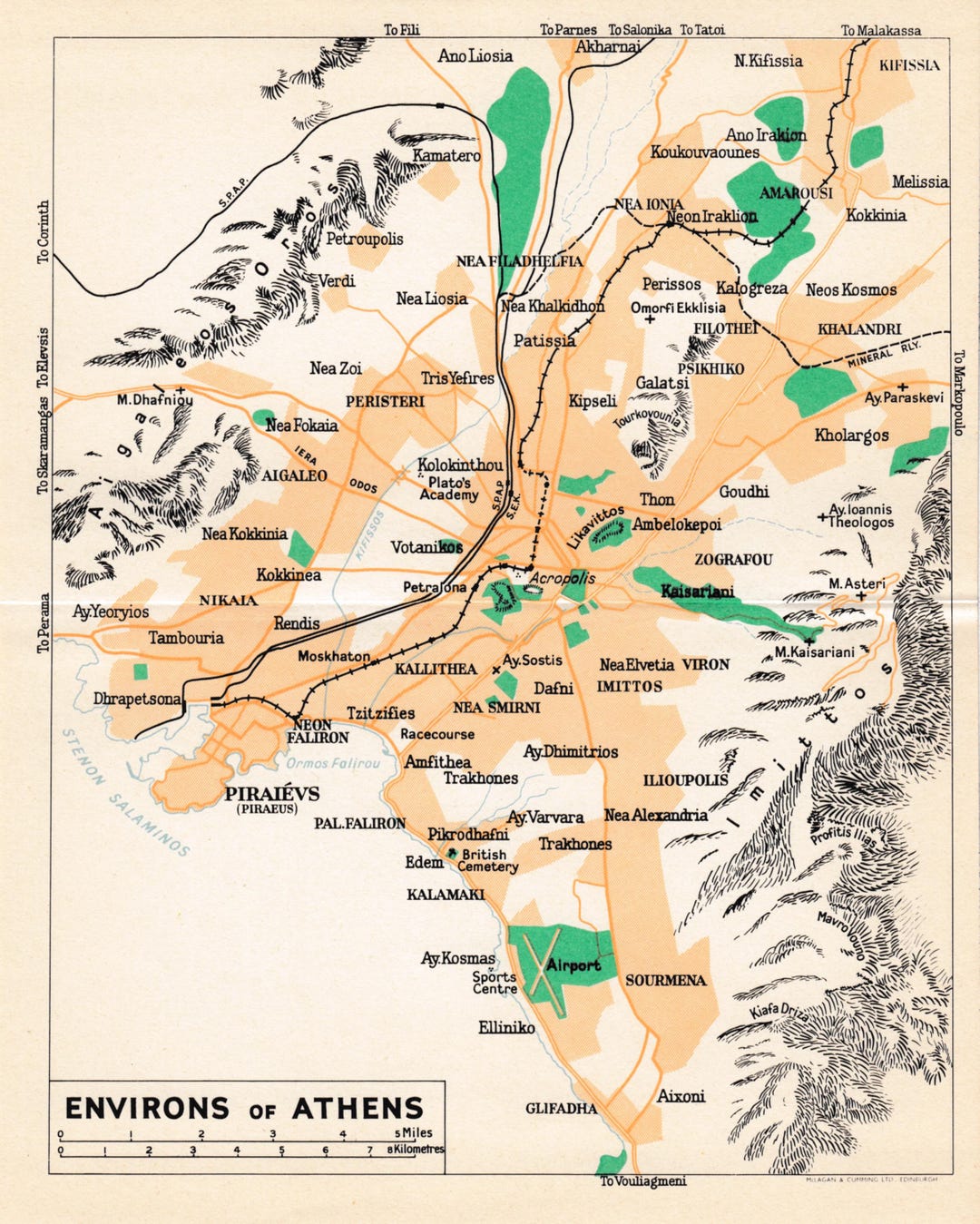 1962 Athens, Greece Map - Vintage Map - Etsy