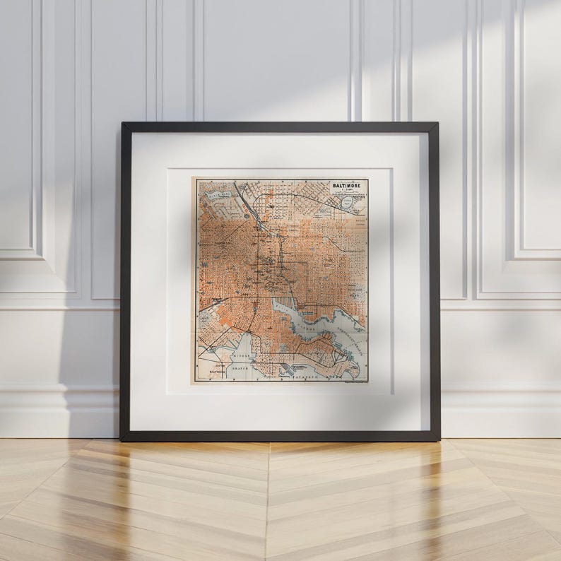 Antique USA Map 1909 : Baltimore Maryland City Map - Original ...