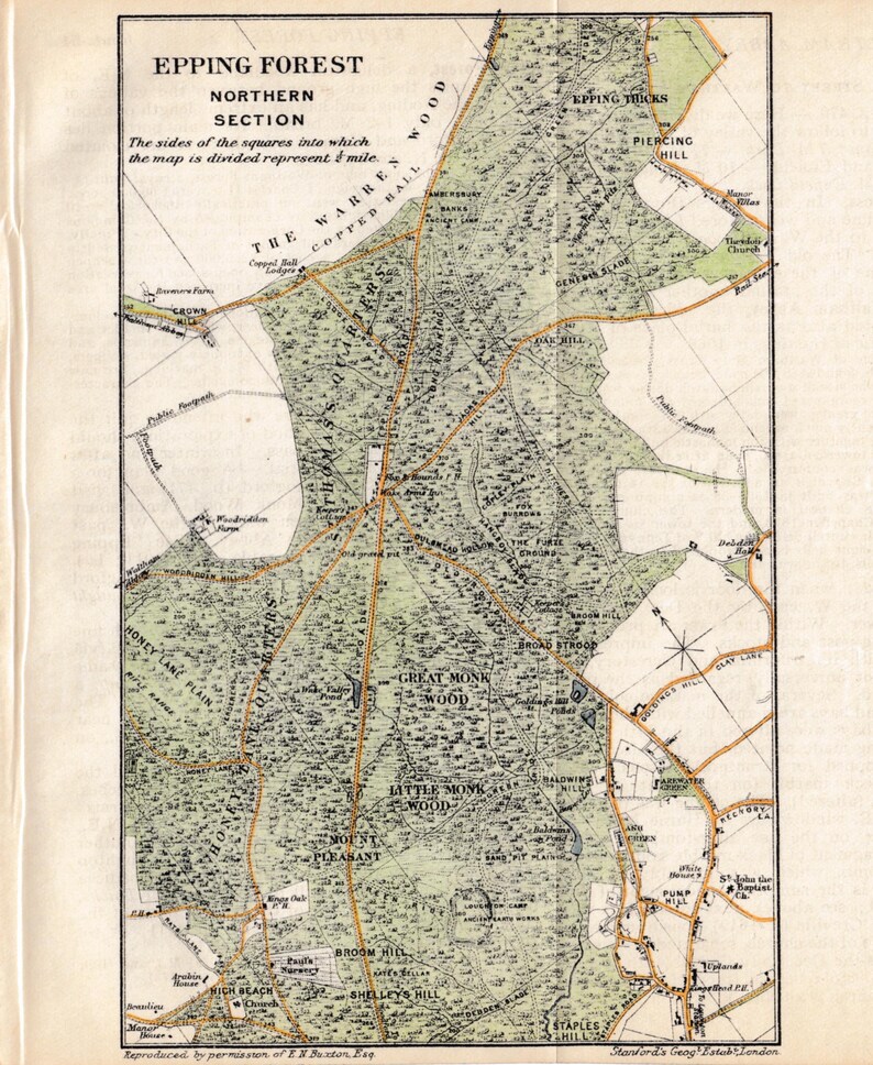 Original Vintage Map of Epping Forest, London - Published in 1918 - Etsy