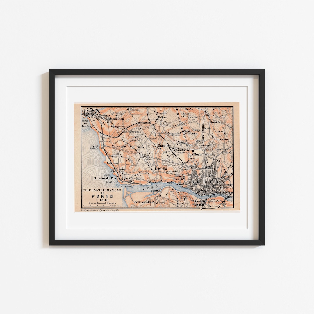 Antique Map of Porto, Portugal 1908 : Original Cartography by Wagner ...