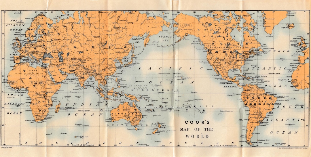 Rare Find 1925 Cook's Map of the World - Vintage Thomas Cook Map - Etsy