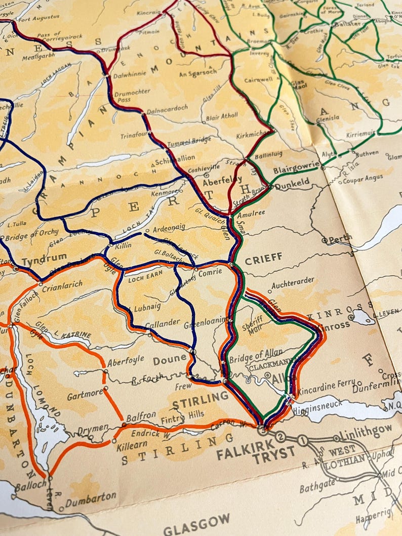 Rare Vintage Scotland Map 1952 : the Drove Roads of Scotland ...