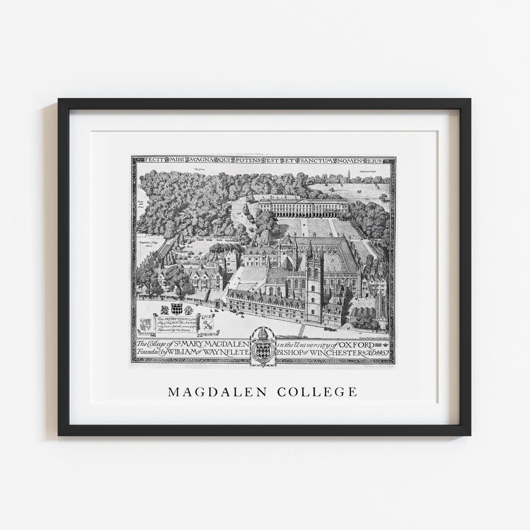 Vintage Oxford University Map 1946 : Magdalen College - English ...