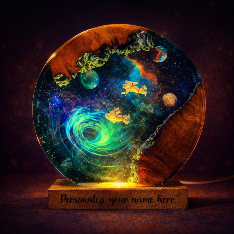 Personalized Galaxy Resin Lamp With Astronaut & Black Hole, Sci-fi LED ...