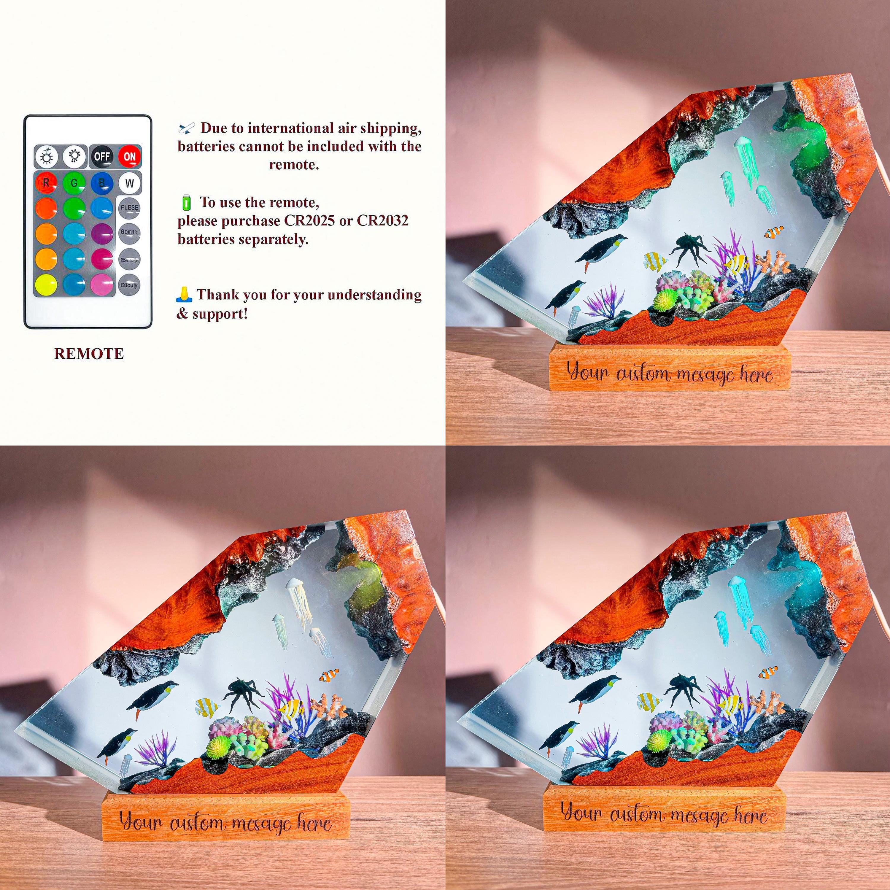 Ocean Coral Reef Resin Lamp With Tropical Fish – Epoxy Aquarium Night ...
