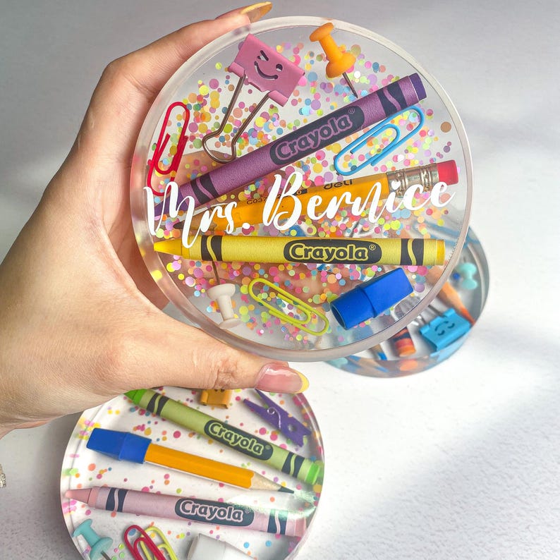 Custom Crayola Resin Coaster With Name – Personalized Teacher Gift ...