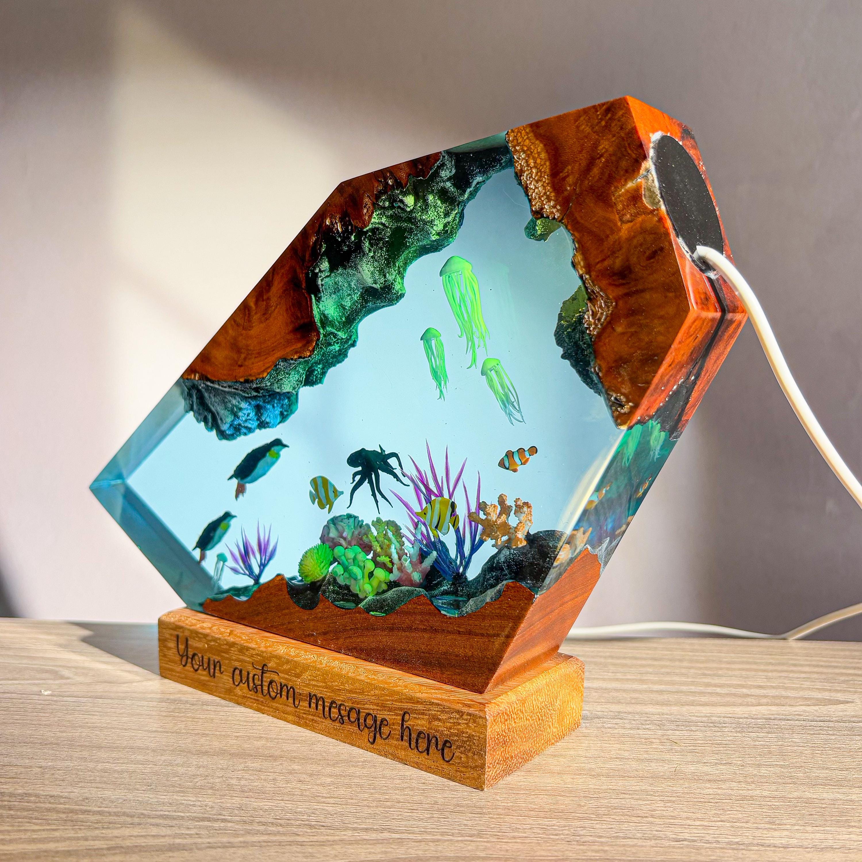 Personalized Ocean Resin Lamp – Coral Reef & Tropical Fish Night Light ...