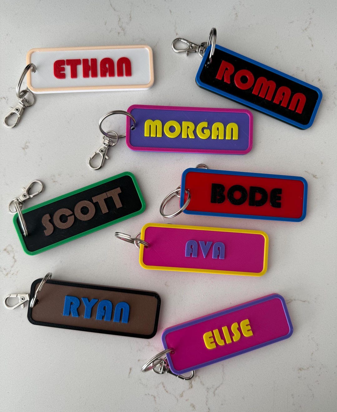Personalized Keychains, Name Tags for Backpacks, Purses - Easy Attach ...