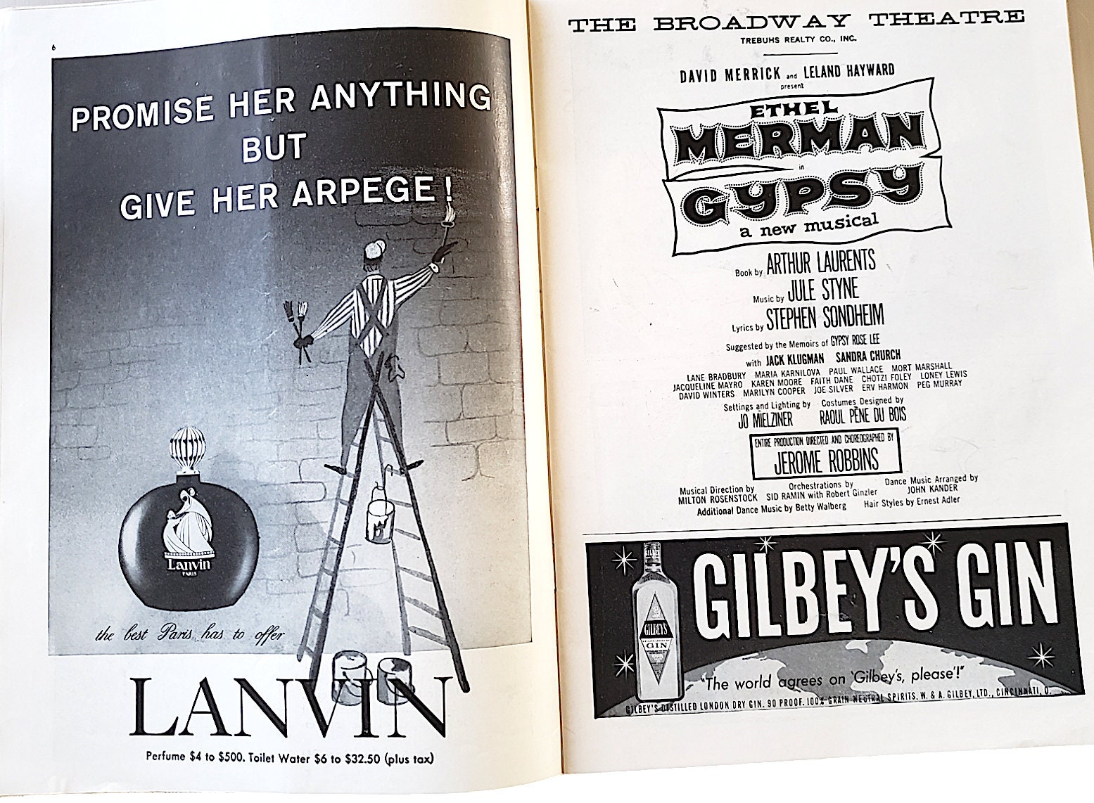 Gypsy Musical Playbill 1959 Original Broadway Cast Ethel Merman Stephen ...