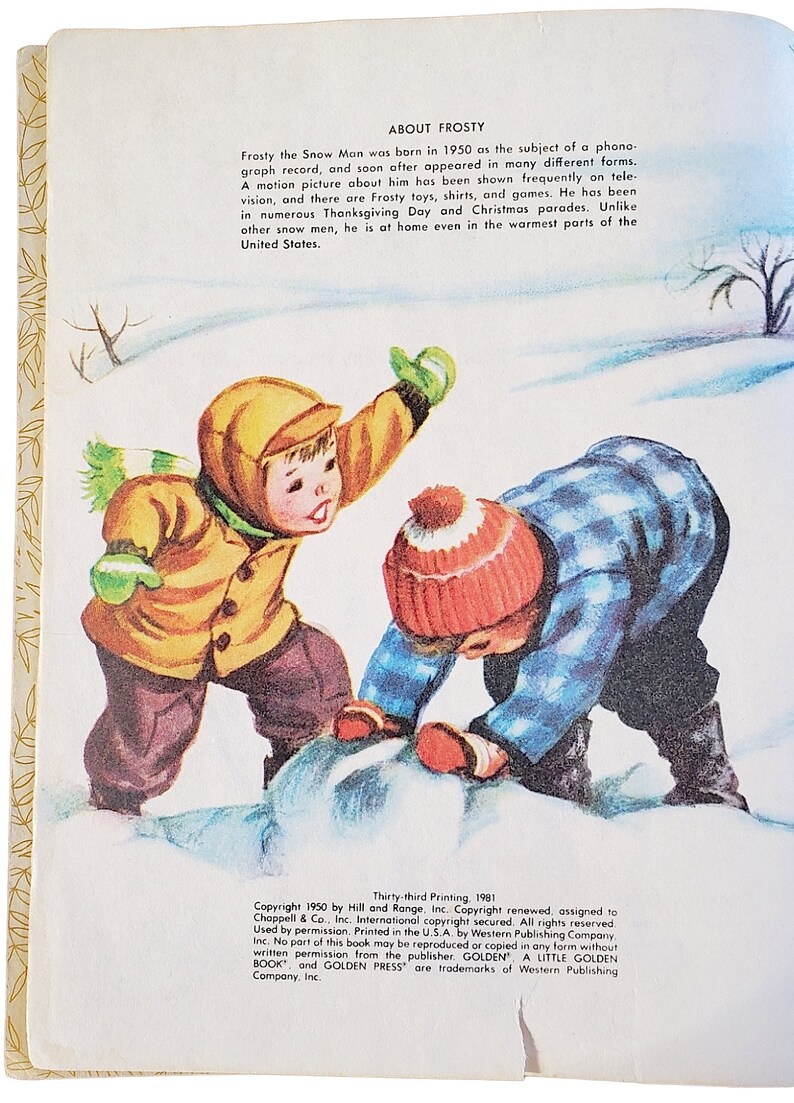 Frosty the Snowman Little Golden Book Retold by Annie North - Etsy
