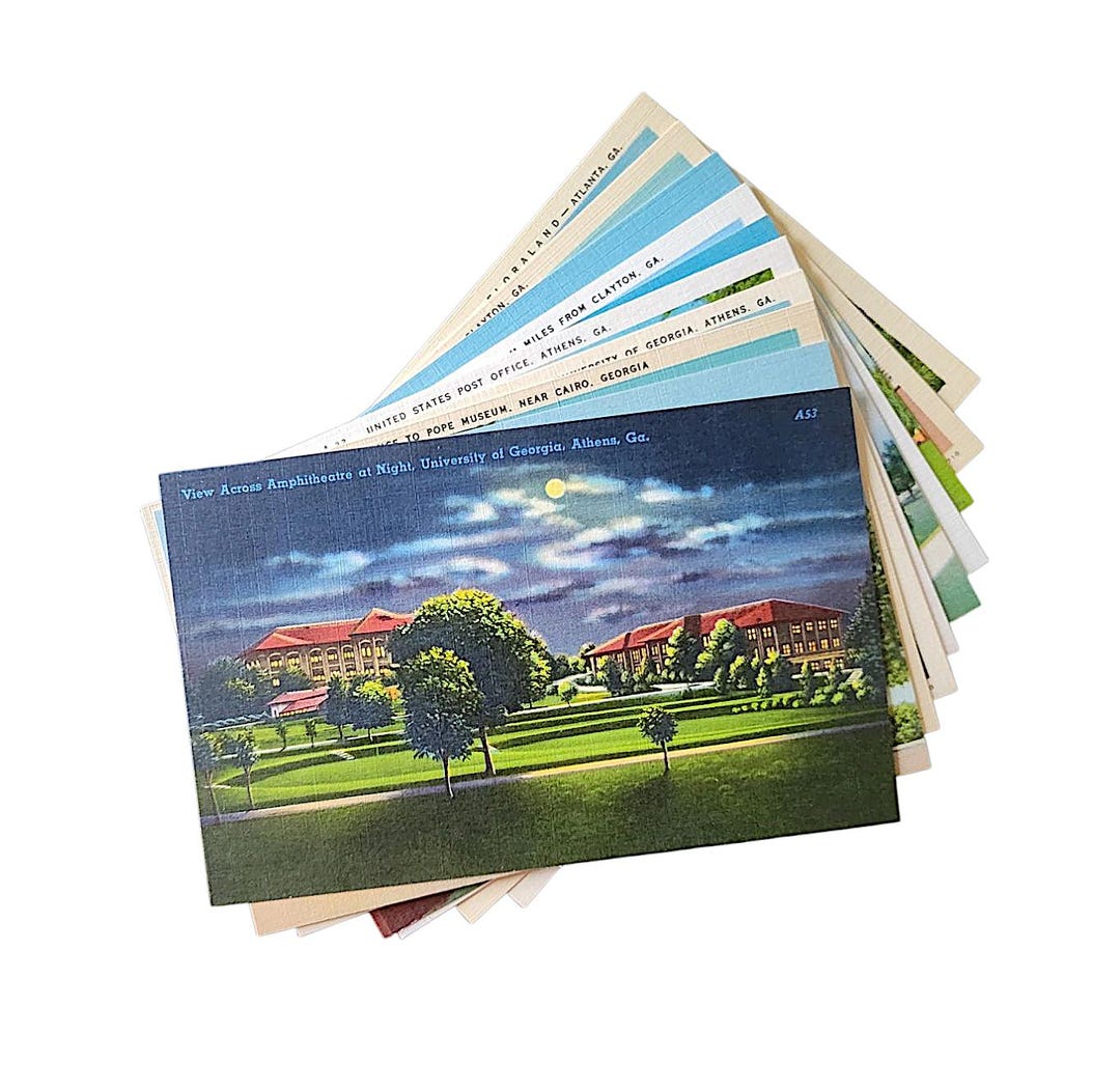 Georgia Unused Vintage Mid Century Postcards Linen Finish UGA Atlanta ...