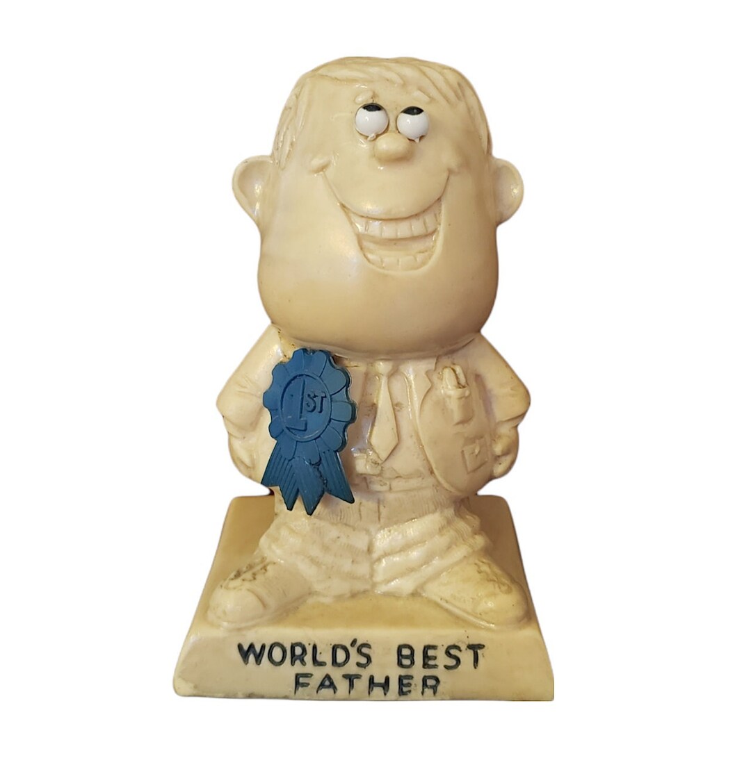 Russ Berrie World's Best Father Figurine With Blue Ribbon 1970, Father ...