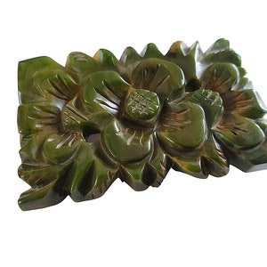 Carved Green Bakelite Brooch Pin Floral Design - Etsy