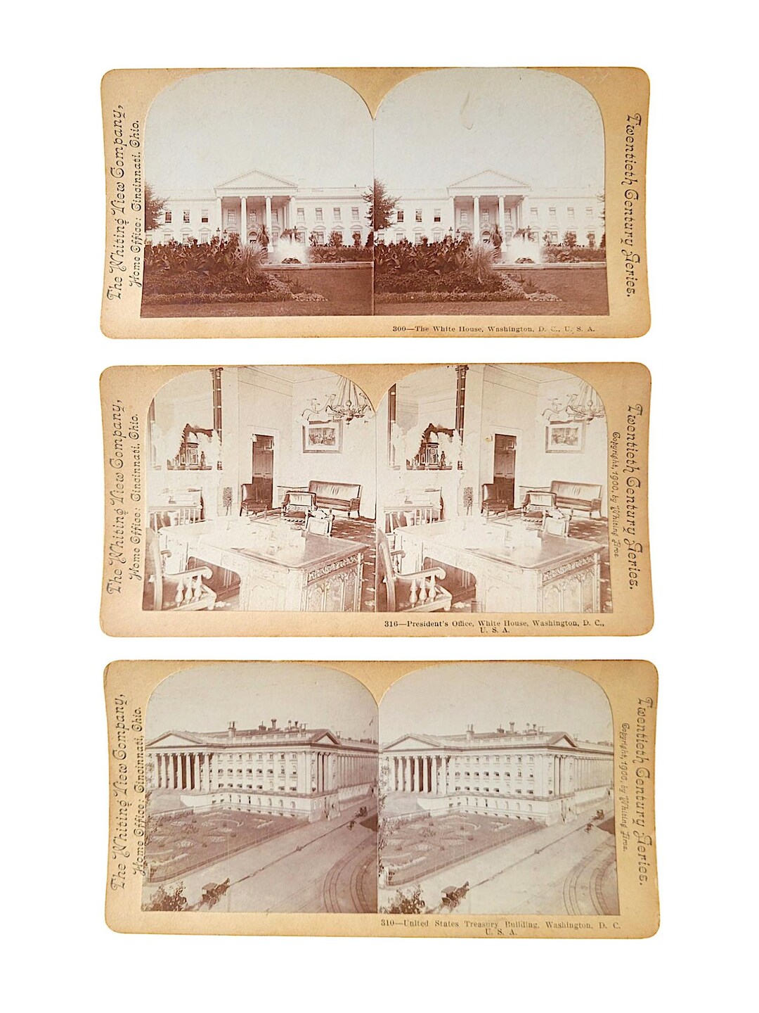 Washington DC White House Treasury Building Stereoview Photograph Cards ...