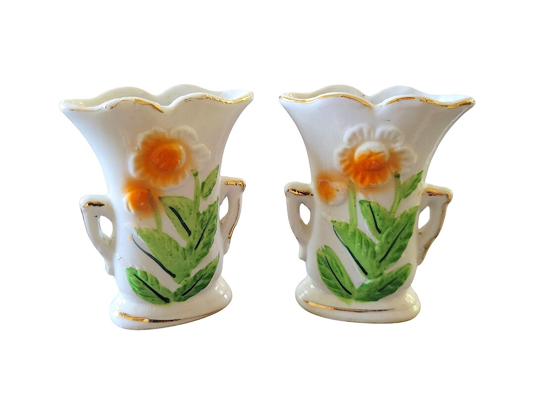 Vintage Floral Bud Vases, Mid Century Decor, Made in Japan - Pair - Etsy
