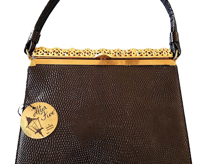 After Five Black Leather Purse by Lowy and Mund Deadstock Original Tags ...