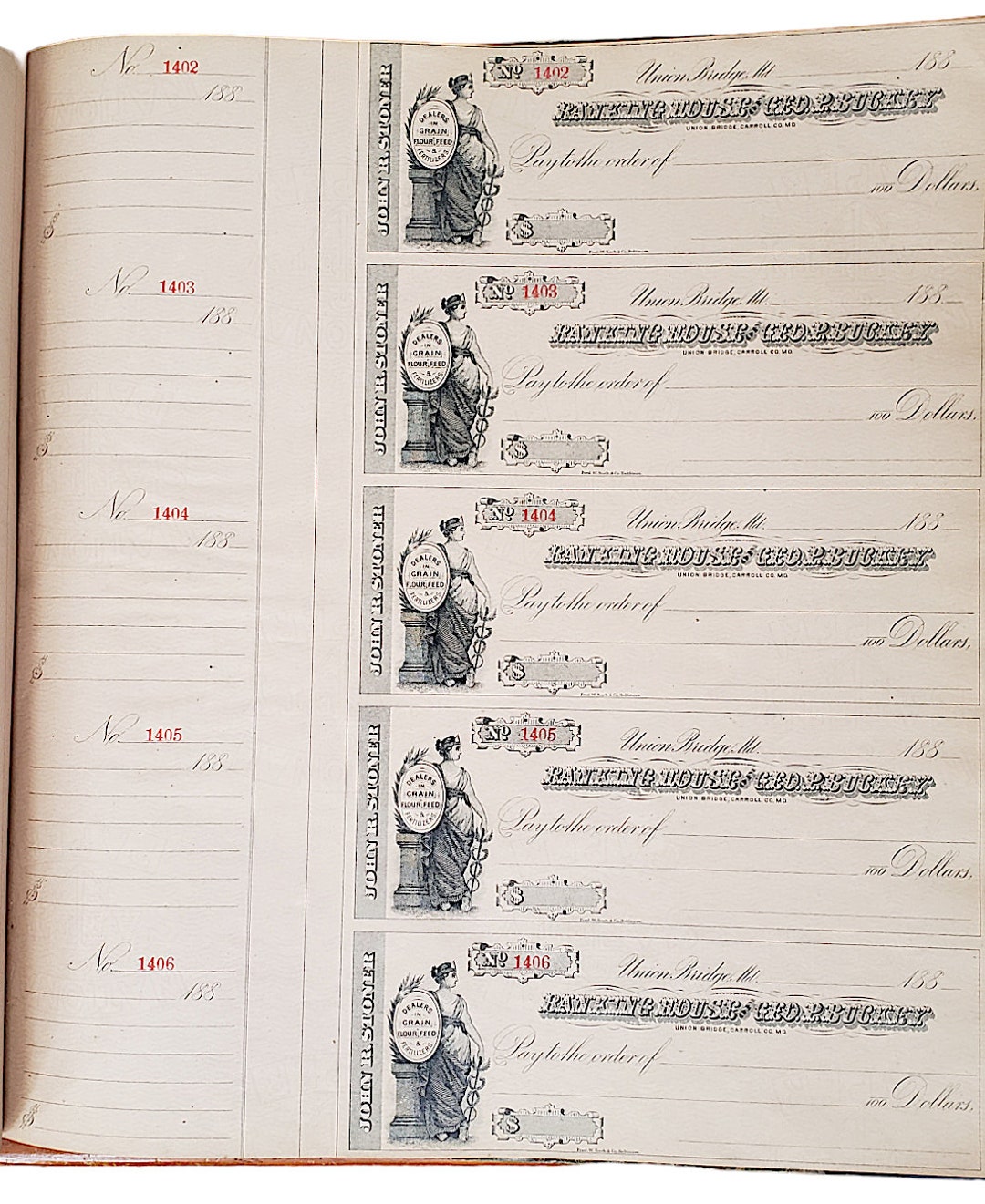 Antique Checkbook Store Ledger John R Stoner Grain Flour Feed Store ...