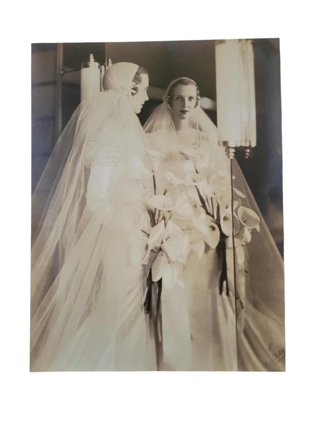 Wedding Portrait of Bride 1934 Sepia Photo Unframed Sara Law Mrs R Tyre ...
